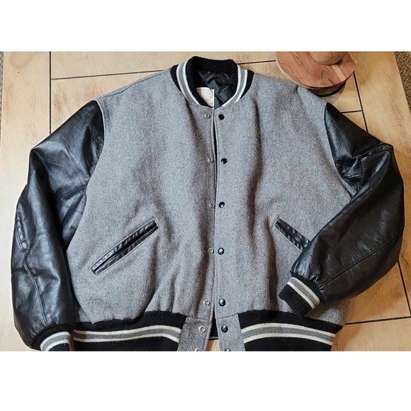 DeLong | Jackets & Coats | Vintage Charcoal Grey Letterman Jacket By ...